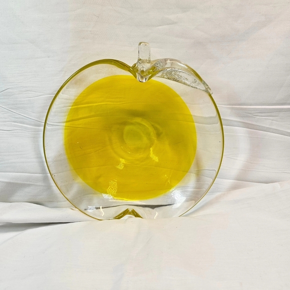 Other | 196s Yellow And White Apple Shaped Glass Bowl Or Ashtray | Poshmark